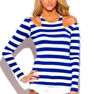 Tops | Nautical Stripe Cutout Top | Poshmark